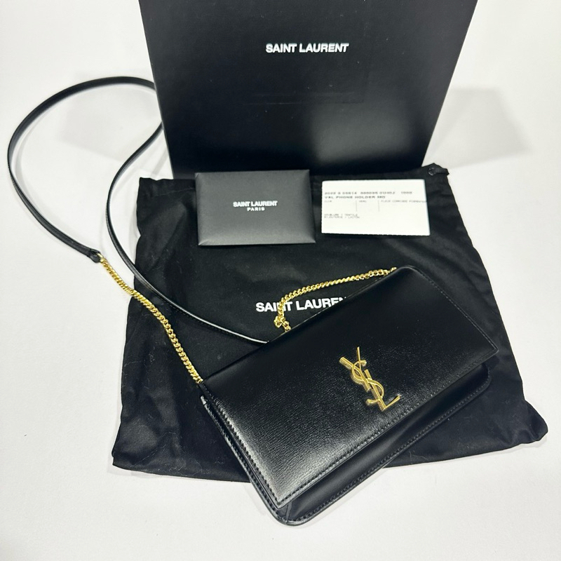 YSL CASSANDRE PHONE HOLDER WITH STRAP IN SMOOTH LEATHER | Shopee Thailand