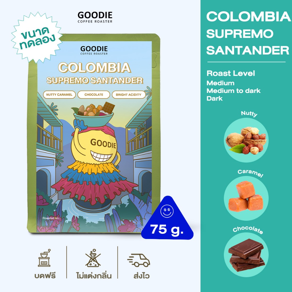 Goodie Coffee Roaster เมล็ดกาแฟ ขนาดทดลอง 75 กรัม ทุกรส | Shopee Thailand
