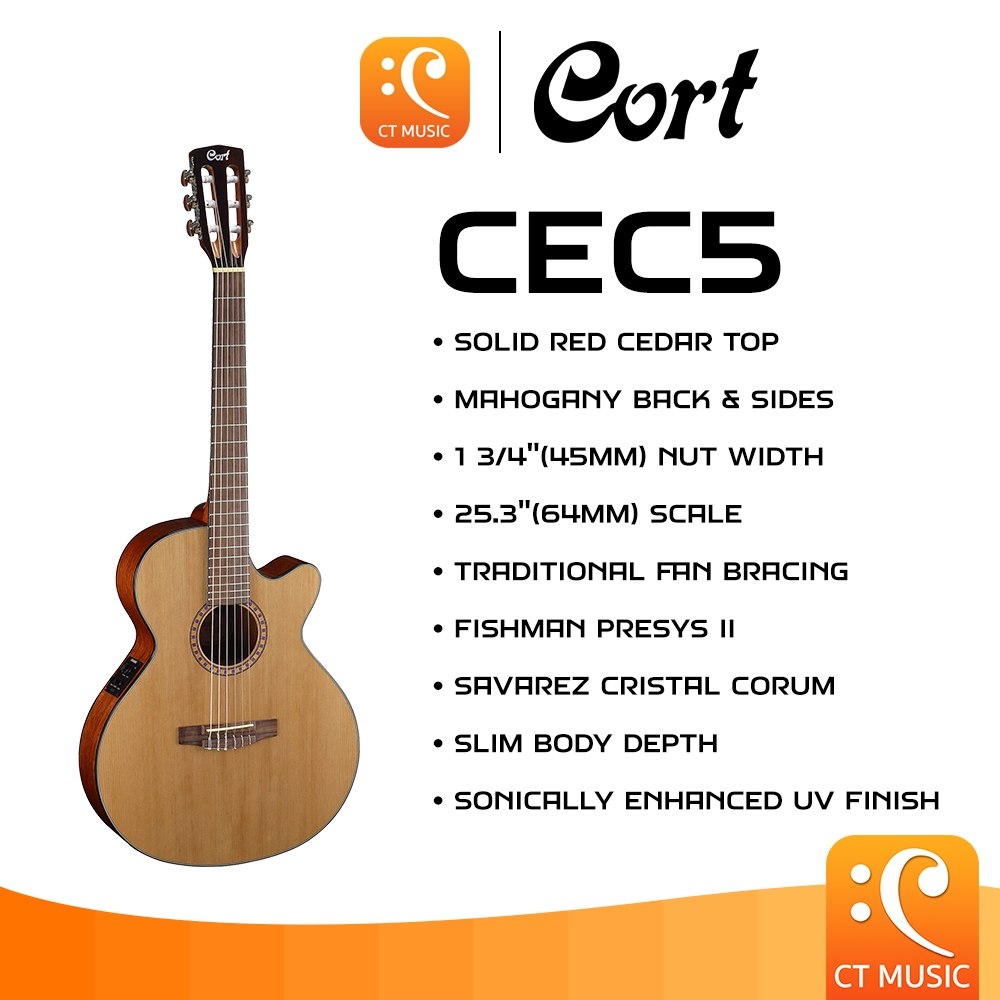 Cort CEC5 Acoustic Guitar กีตาร์คลาสสิกไฟฟ้า กีตาร์คลาสสิก กีตาร์ CEC-5 CEC 5 | Shopee Thailand