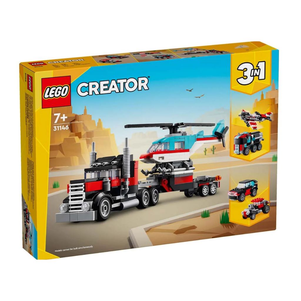 LEGO® Creator 3-in-1 Flatbed Truck with Helicopter 31146 | Shopee Thailand