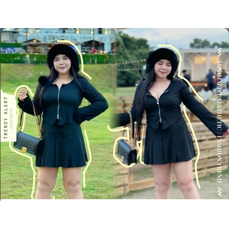 set2ชิ้น ผ้าร่อง ซิบหัวใจ(สาวอวบ) | Shopee Thailand