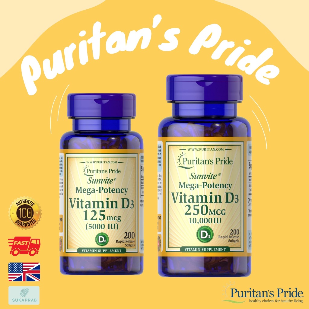 พร้อมส่ง Puritan's pride vitamin D3 125 mcg 5000 iu 250 mcg 10000 iu ...