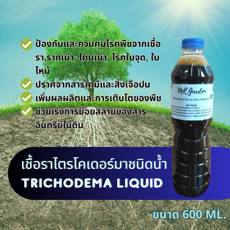 600ml. เชื้อไตรโคเดอร์มาชนิดน้ำ พร้อมใช้ Trichoderma liquid for plants ...
