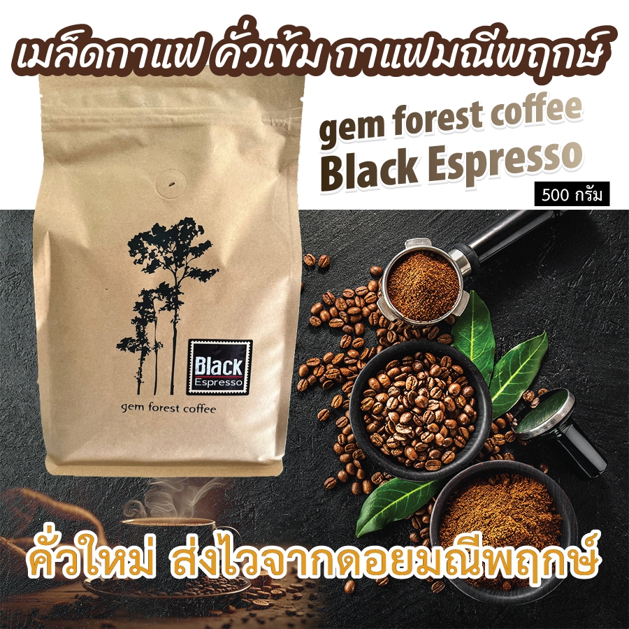 เมล็ดกาแฟ คั่วเข้ม กาแฟมณีพฤกษ์ gem forest coffee Black Espresso ขนาด 500 กรัม | Shopee Thailand