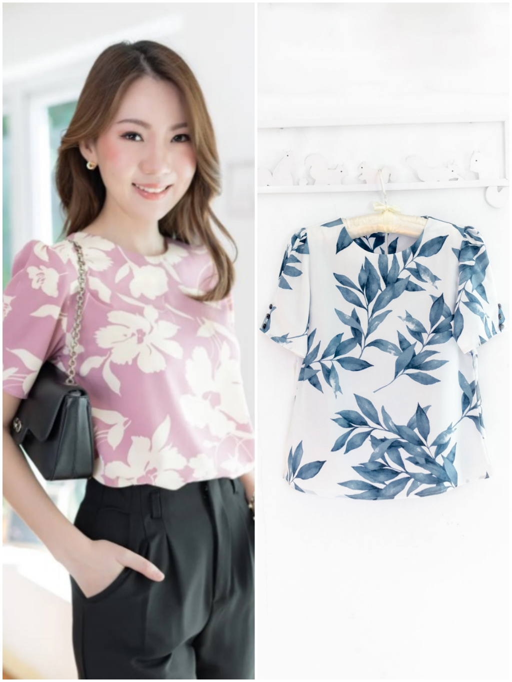 Narinari : NT2395 Triple Button Sleeve Blouse | Shopee Thailand