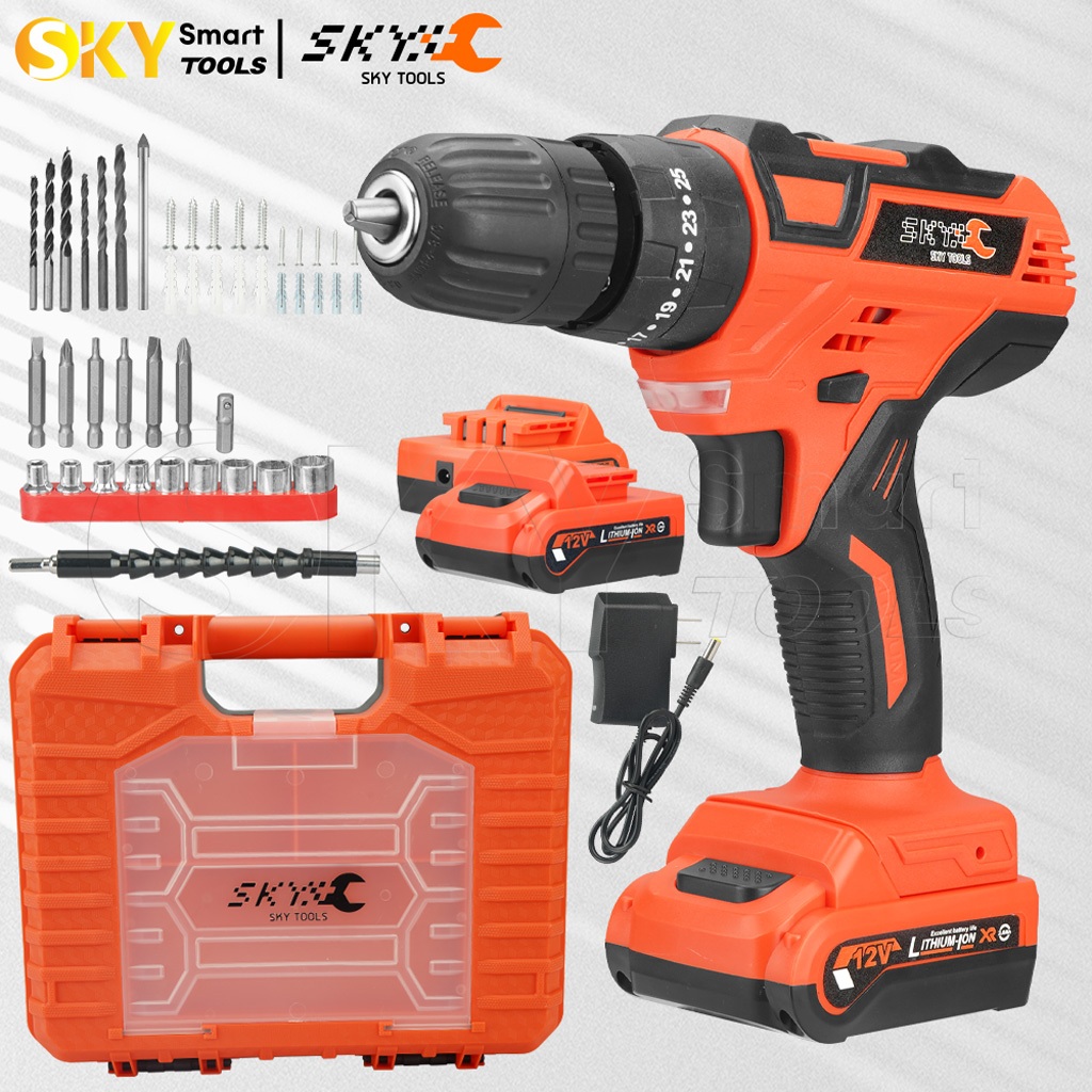 SKY TOOLS สว่านไร้สาย สว่าน เหมาะสำหรับเจาะปูน ไม้ เหล็ก ปรับสปีดได้ ...