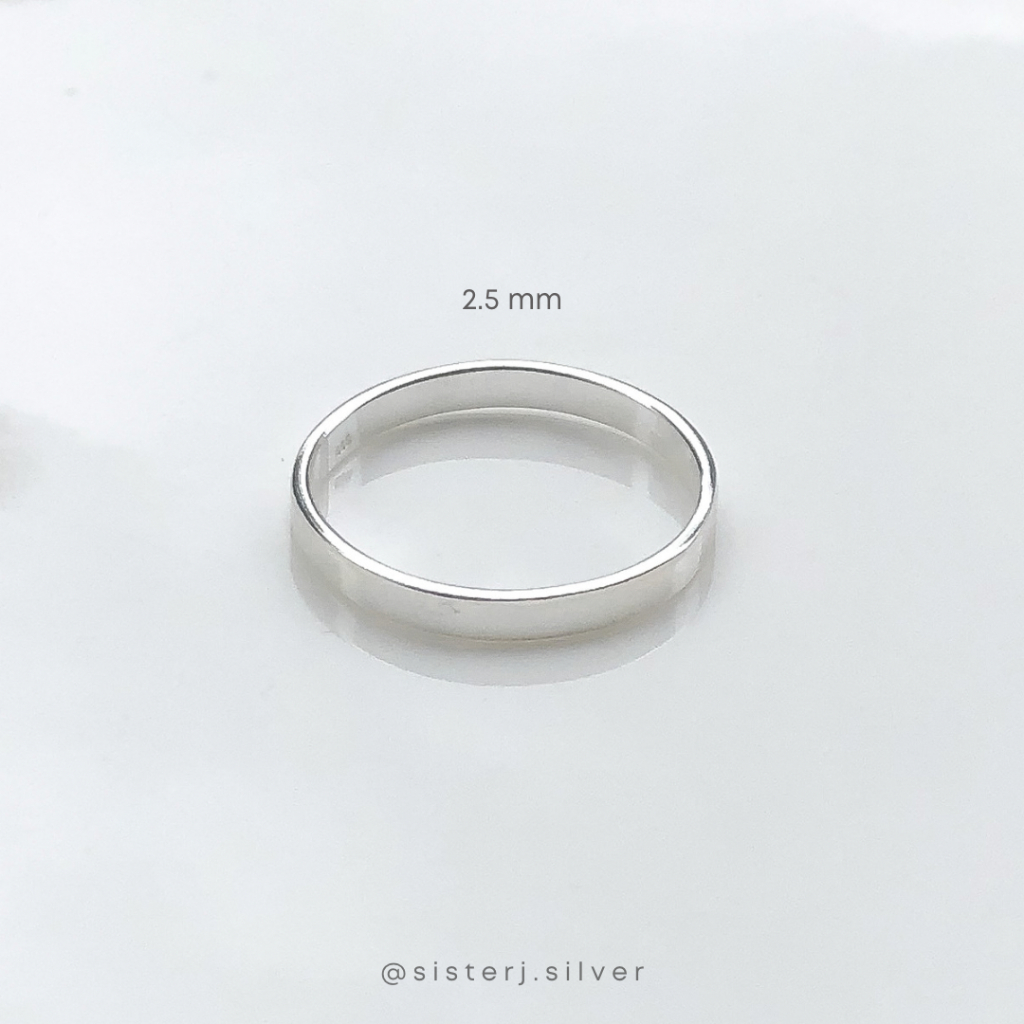 Sister J | silver925 | แหวนเงินแท้หน้าแบน 2.5 mm | (flat) basic ring 2.5 mm | Shopee Thailand