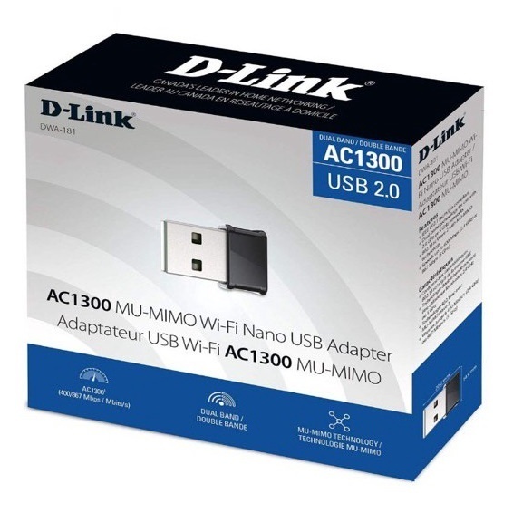 D-LINK WIRELESS USB ADAPTER (ยูเอสบีไวไฟ) (DWA-181 Nano) AC1300 MU-MIMO ...