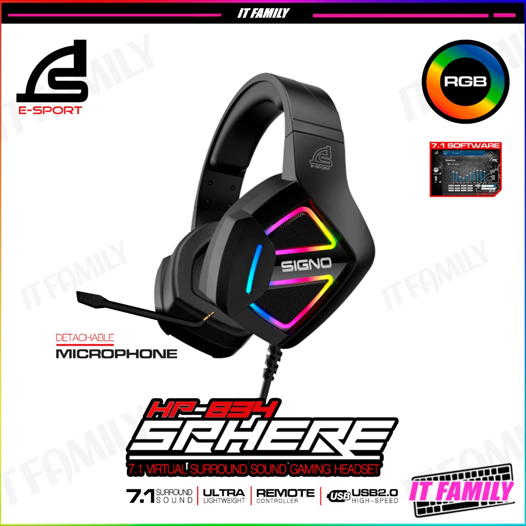 SIGNO E-Sport Gaming Headphone 7.1 USB 2.0 รุ่น SPHERE HP-834 (หูฟัง ...