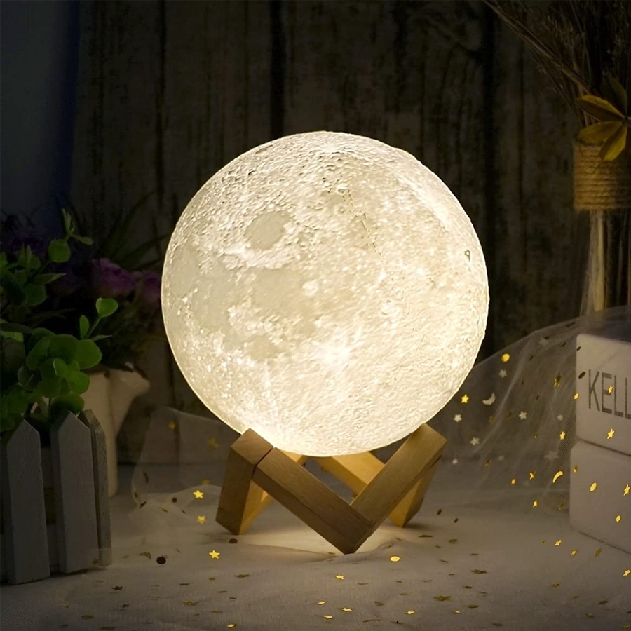 โคมไฟรูปทรงดวงจันทร์ ไฟตกแต่งห้อง ไฟกลางคืน โคมไฟ 3 มิติ Moon lamp BLS ...