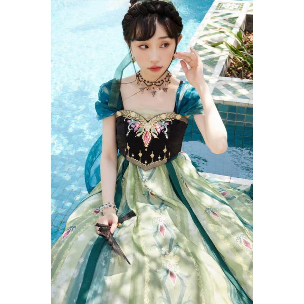 Shi San Yu x Disney ชุดเดรสคอสเพลย์ เจ้าหญิงแอนนา Frozen ฤดูร้อน สไตล์ ...