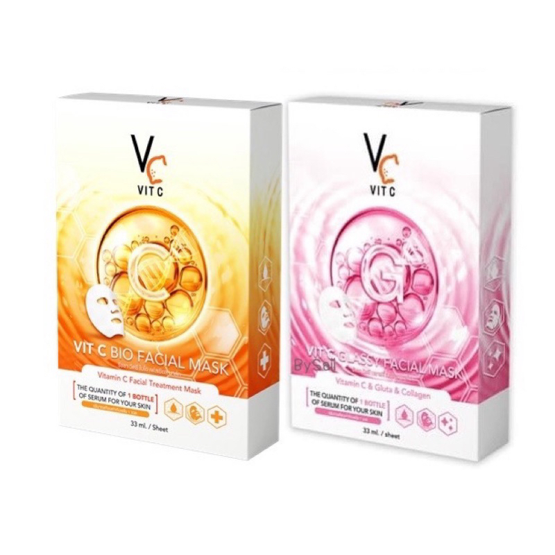 Vit C Bio Facial Mask / Vit C Glassy Facial Mask ชีทมาส์กวิตซี มาร์ค ...