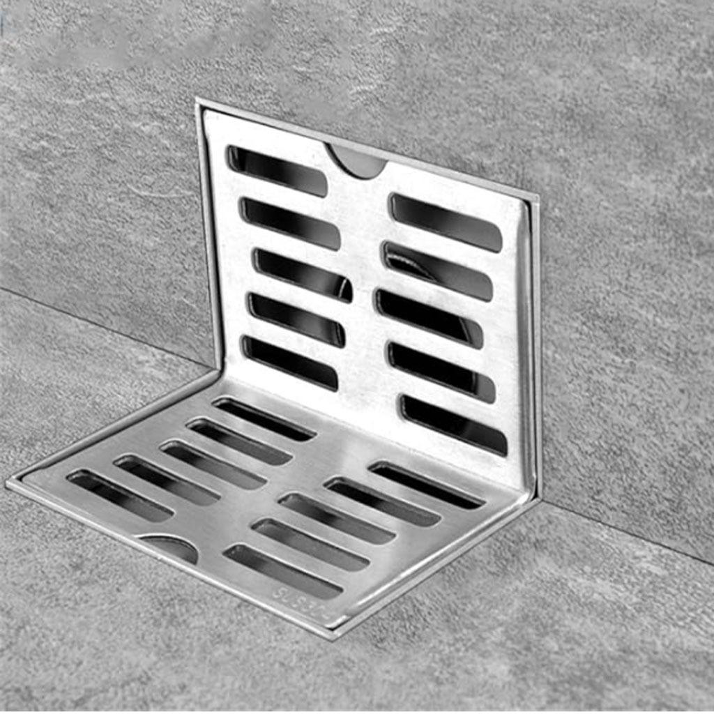 ตะแกรงระบายน้ำ ท่อระบายน้ำติดผนังชิดมุม สแตนเลส 304 ทรงสี่เหลี่ยมเข้ามุม FDHS-653 | Shopee Thailand