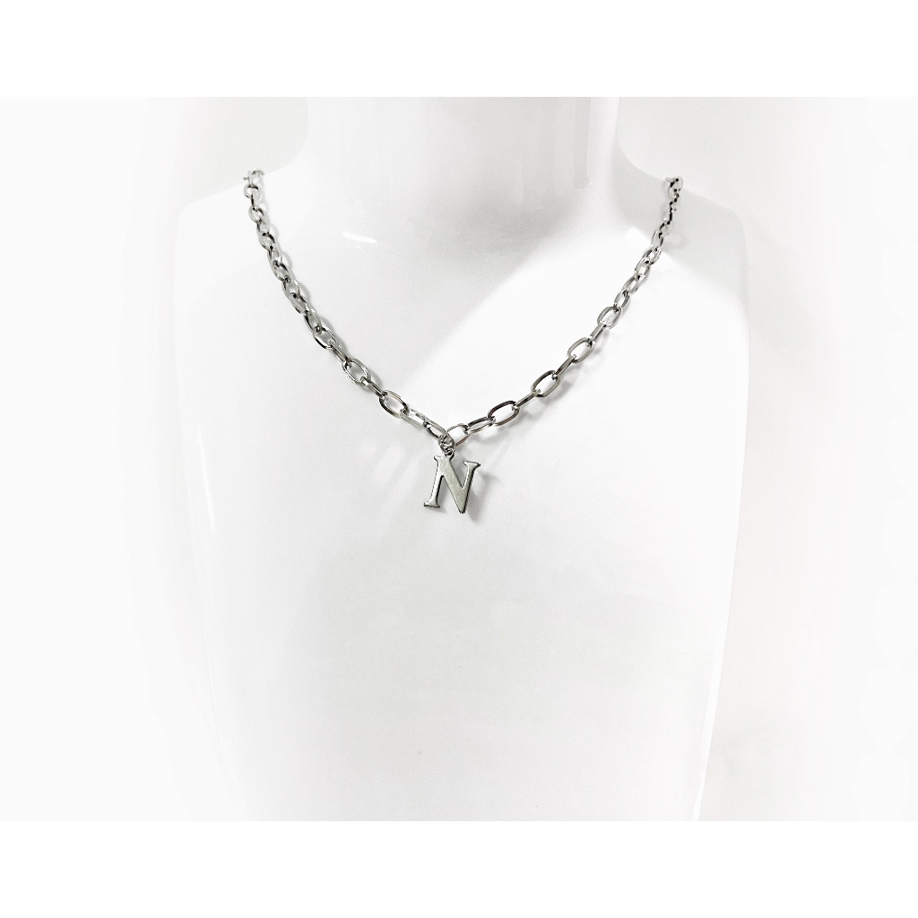 Stainless Steel Neck Chain 3mm สร้อยคอสแตนเลสแท้ 100% จี้ตัวอักษร A-Z ...