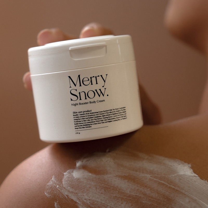 (150 g.) MERRY SNOW NIGHT BOOSTER BODY CREAM / ครีมผีดิบบูสเตอร์ผิวขาว ...