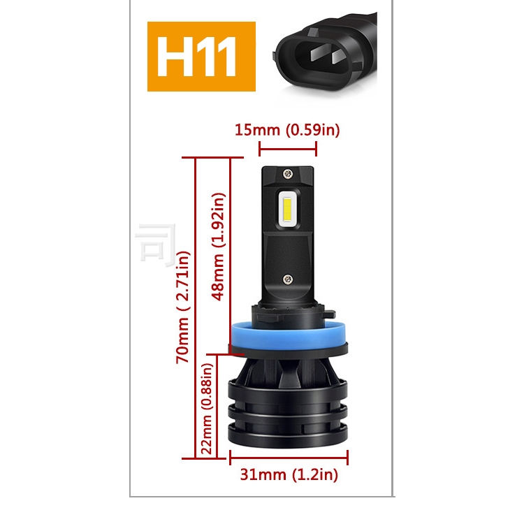 2 ชิ้น หลอดไฟหน้า LED E2 หลอดไฟหน้า LED H4/H7/H8 H11//H1/H3/880 6000K 3000LM ReturnLED | Shopee ...