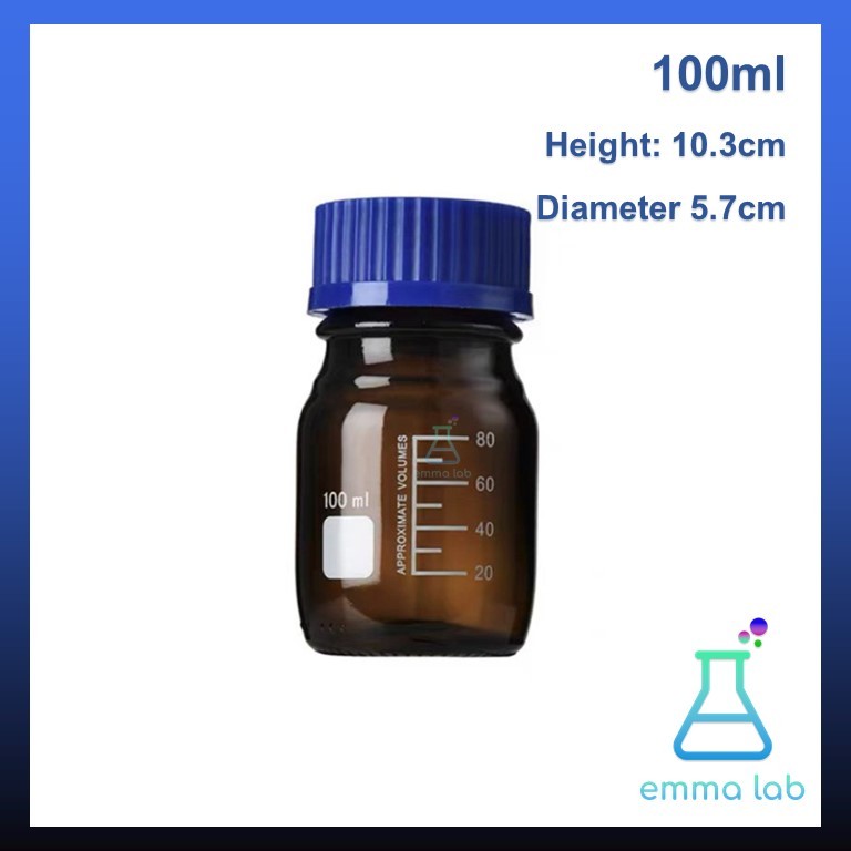 ขวดเก็บสารเคมี สีชา แบบฝาเกลียว ขนาด 100, 250, 500,1000,2000ml, Duran / Reagent bottle, Glass ...