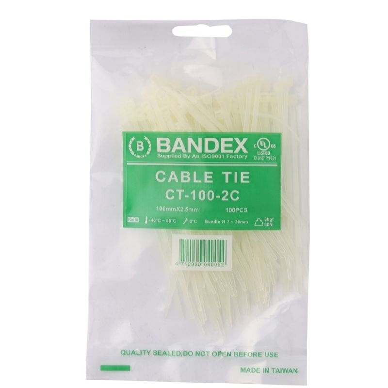 BANDEX CT-100-2C เคเบิ้ลไทร์ 4"ขาว (100เส้น/PACK) | Shopee Thailand