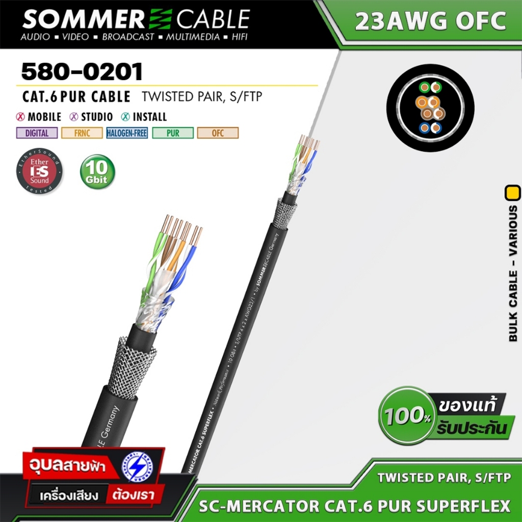 Sommer Cable สายแลน SC-Mercator CAT6 PUR SUPERFLEX 350MHz 23AWG OFC ...