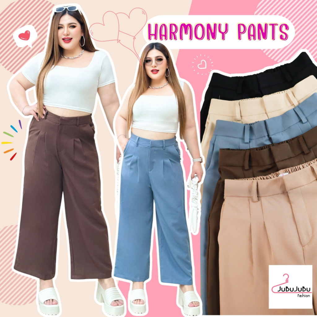 Harmony Pants กางเกงขายาวทรงกระบอก กางเกงทำงาน เอวสูง สาวอวบ เอว32-46นิ้ว#530 | Shopee Thailand