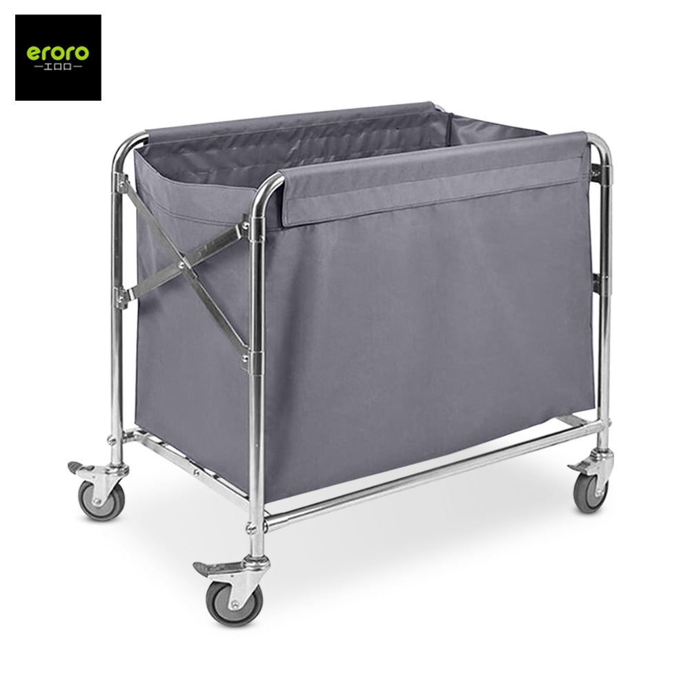 ERORO รถเข็นผ้าลินิน พับได้ สแตนเลส มีล้อ ใช้ใน โรงแรม พนักงานทำความ ...
