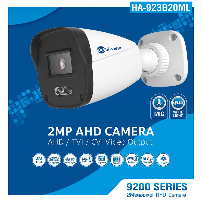 Hi View Cctv Ahd Camera Night Color Mic Built In รุ่นha 923b50ml 5mp
