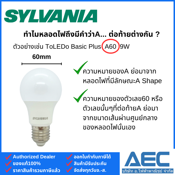 (แพ็ค 10ดวง) SYLVANIA หลอดไฟLED BULB รุ่นToLEDo Basic Plus 9W A60 E27 | Shopee Thailand