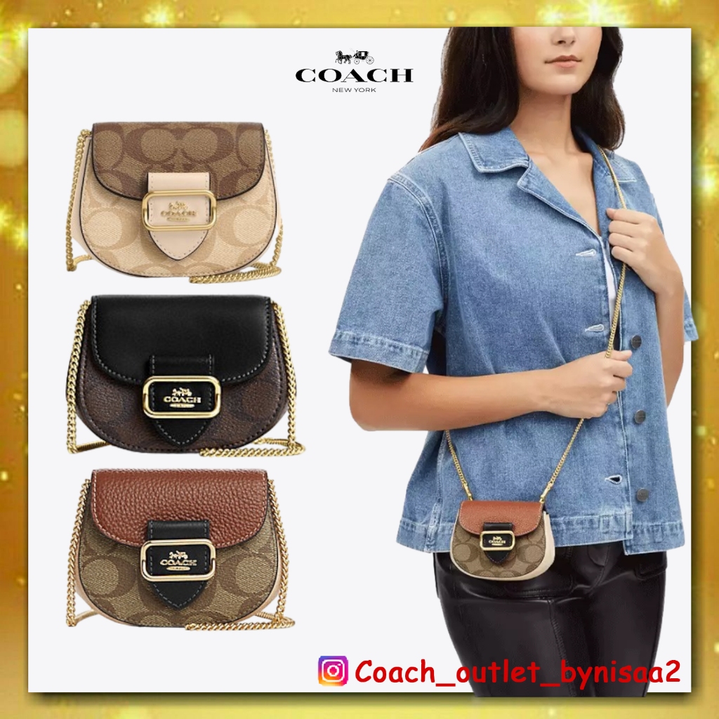 Coach Morgan Card Case On A Chain In Signature Canvas | Shopee Thailand