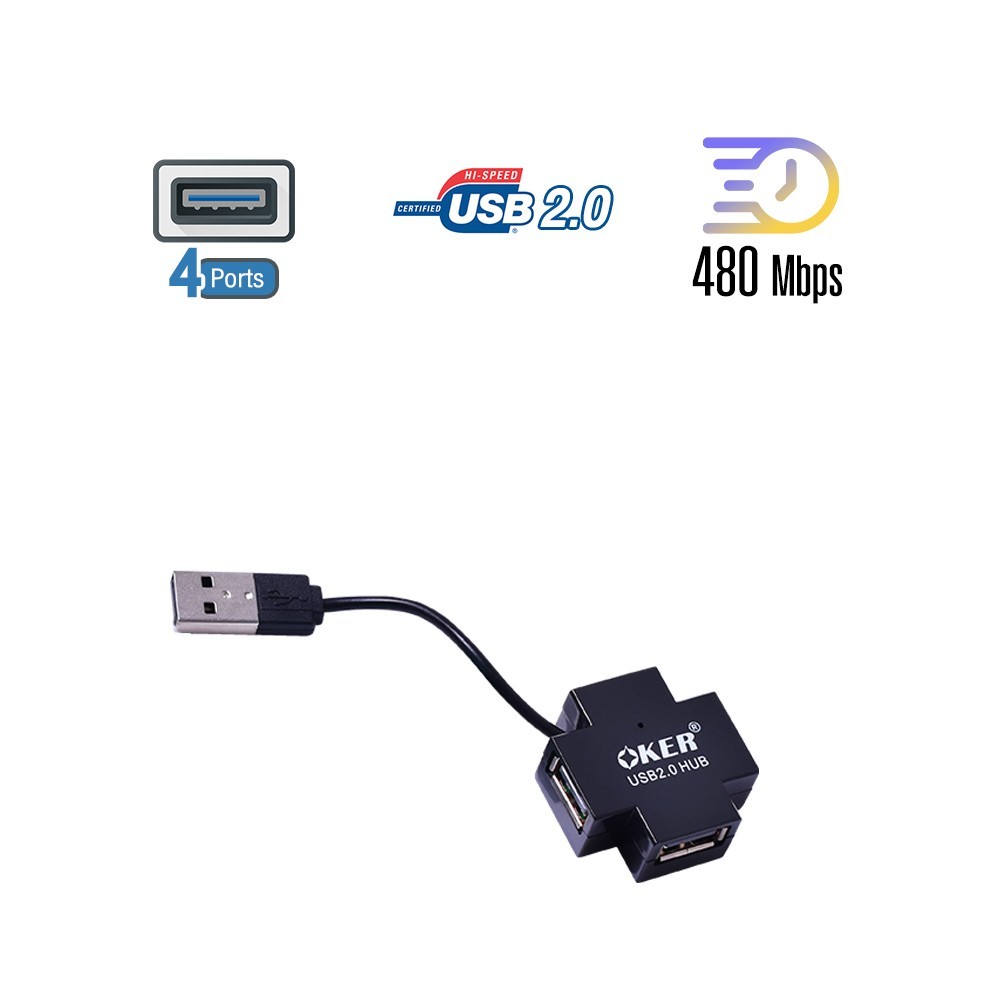 Oker USB Hub 2.0 4 ช่อง รุ่น H-409 | Shopee Thailand