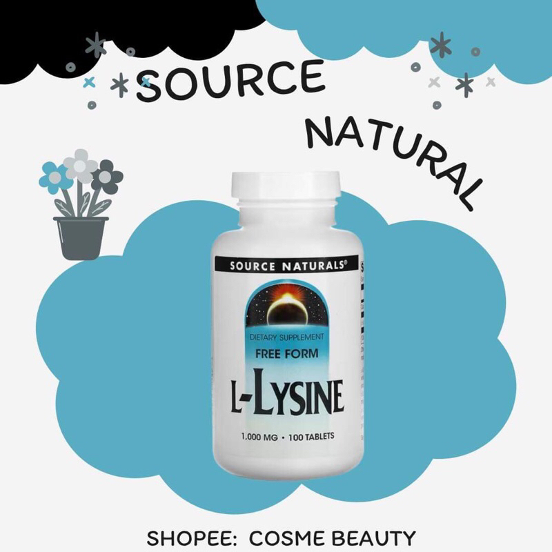 ไลซีน L-lysine source naturals 1000mg 100 เม็ด แอล ไลซีน (พร้อมส่ง/exp.2027) | Shopee Thailand