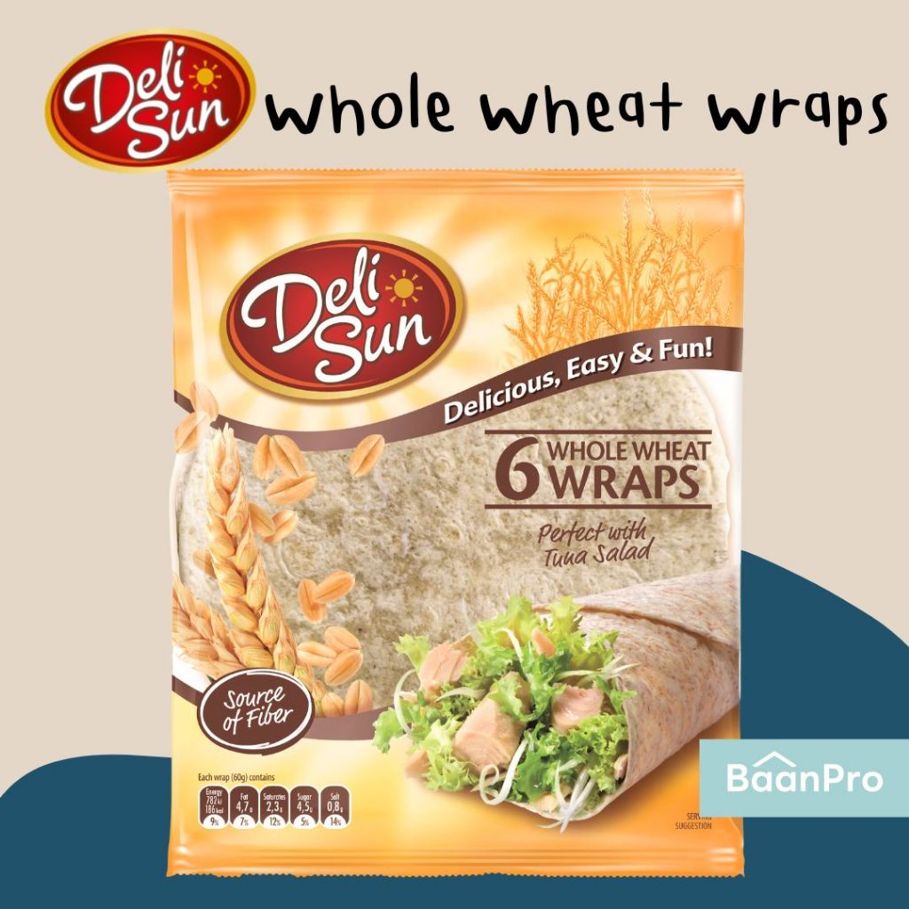 Deli Sun Wraps Whole Wheat/ Plain/ Chia Tortilla Wraps เดลิซัน แผ่นแป้ง ...