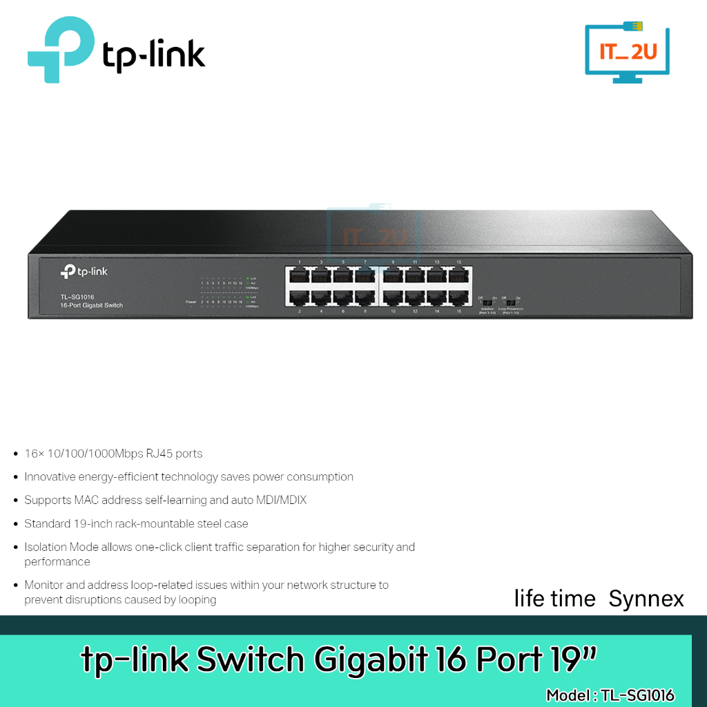 TP-Link TL-SG1016 16 Port Gigabit 10/100/1000Mbps Rackmount Switch 19 ...