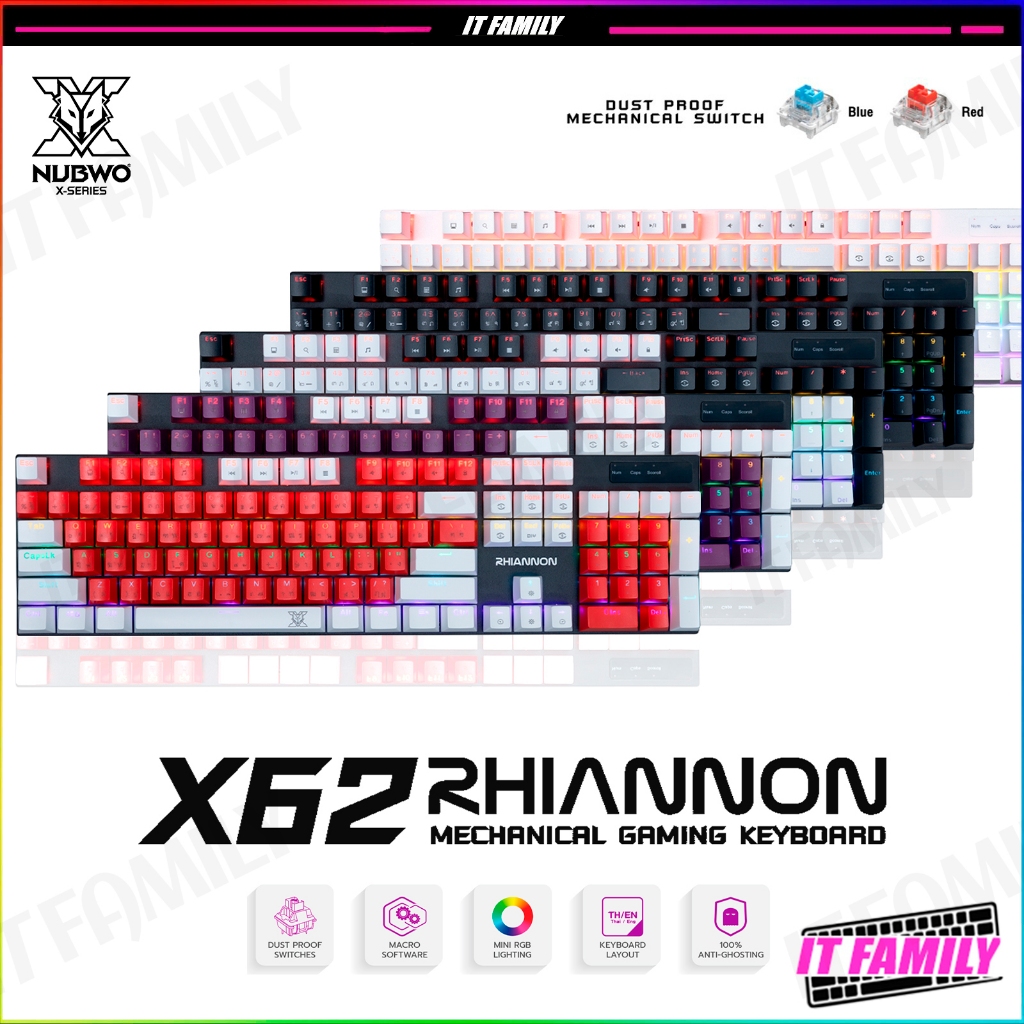 คีย์บอร์ดเกมมิ่ง NUBWO X62 Rhiannon MINI RGB MECHANICAL GAMING KEYBORD ...
