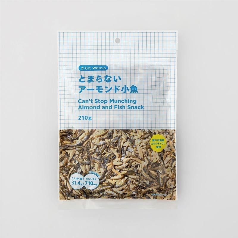 Karada Welcia Almond and Anchovies Fish Snack 210g ปลากะตักจากทะเลเซโตะ และอัลมอนด์คั่วใน ปรุงรส ...