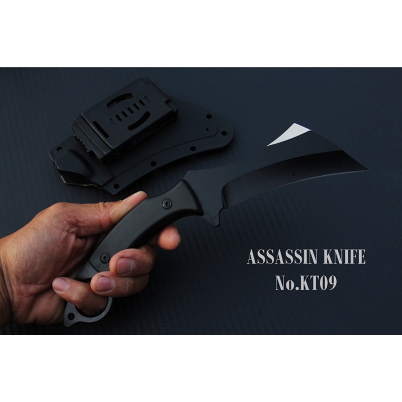 มีดเดินป่า ASSASSIN No.KT09 พร้อมซองทรง KYDEX ใบมีดโค้ง KARAMBIT รมดำ ...