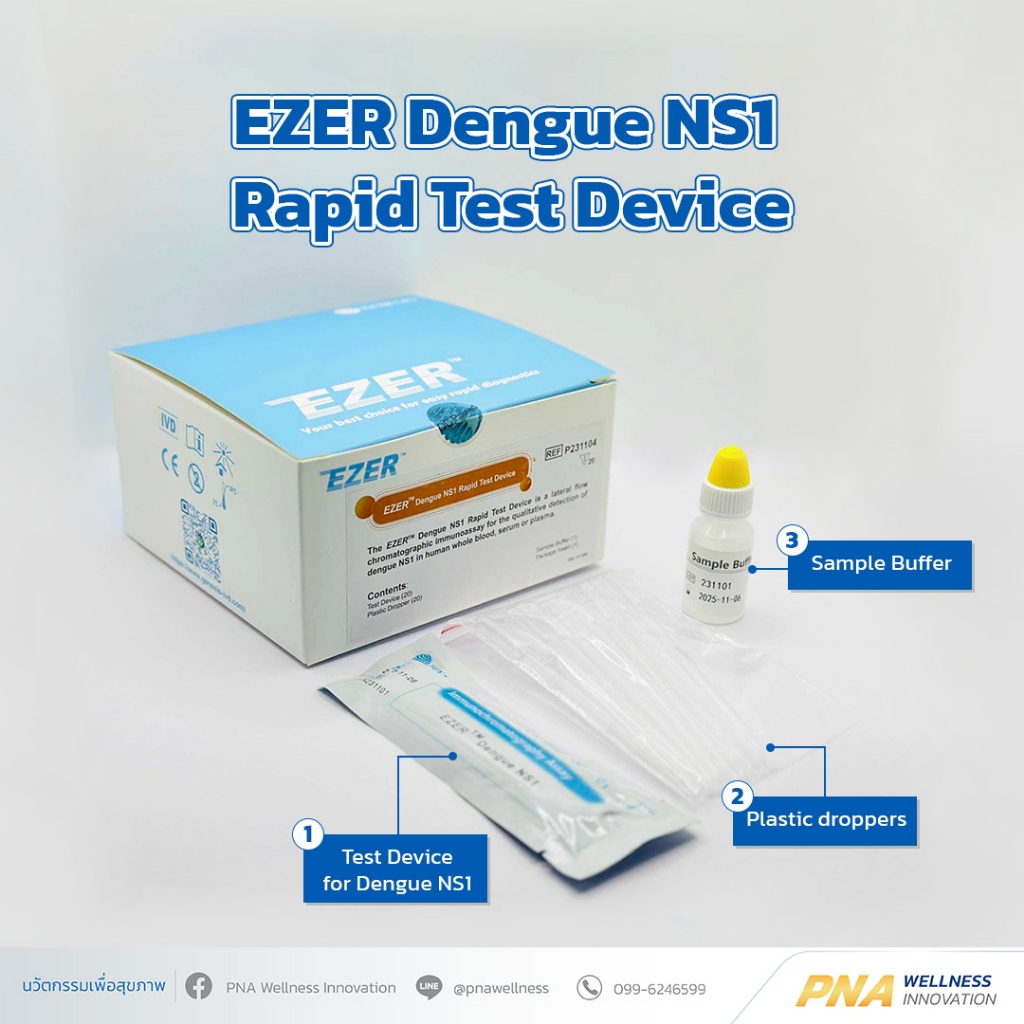 NEW ชุดตรวจหาเชื้อไข้เลือดออก Dengue NS1 Rapid Test Device (20 Test ...