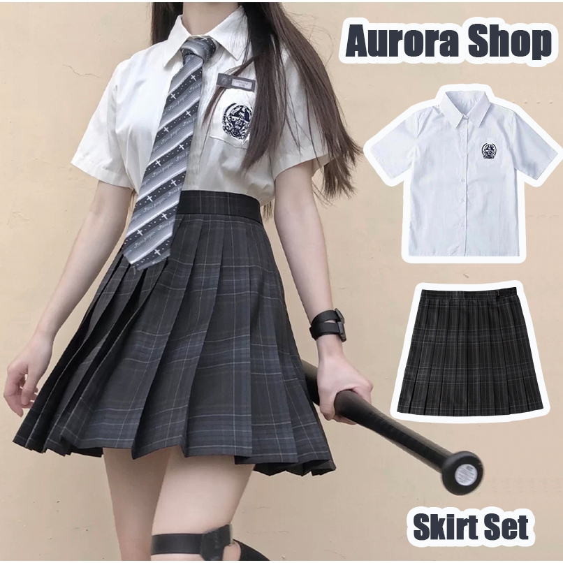 XS-3XL ผู้หญิง สีแดง กระโปรงพลีทแบบสั้น สีดำ JK กระโปรงสั้น | Shopee Thailand