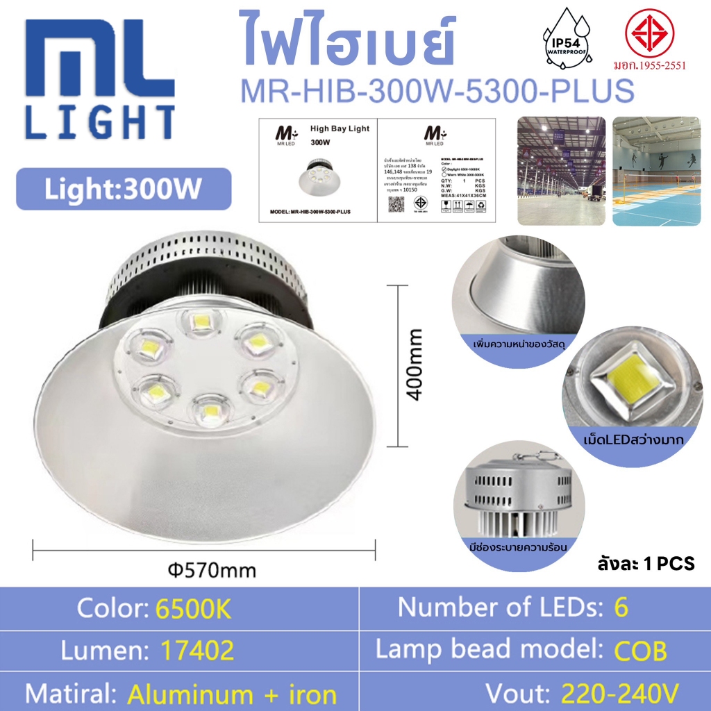 โคมไฟ LED HIGHBAY 100W 150W 200W 300W 400W โคมไฟไฮเบย์ พัดลมระบายความ ...