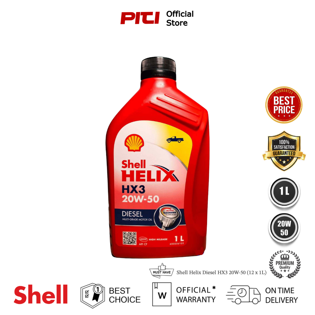 Shell Helix Diesel HX3 20W-50 (12 x 1L) Multi-Grade Motor Oil | Shopee ...