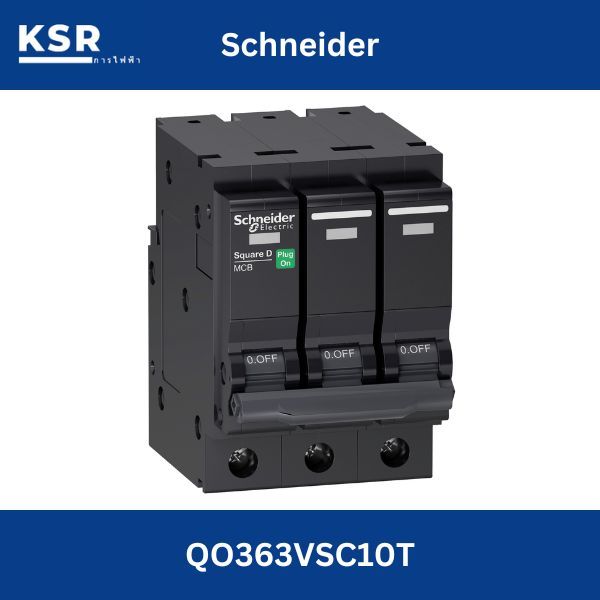 Schneider QO363VSC10T Miniature circuit breaker (MCB), Square D QOvs, 3P, 63A, C curve, 10000A ...