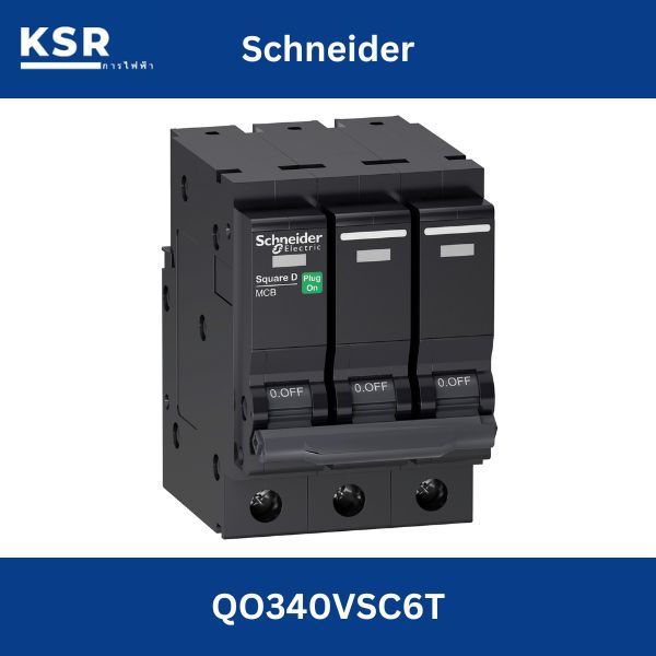 Schneider QO340VSC6T Miniature circuit breaker (MCB), Square D QOvs, 3P, 40A, C curve, 6000A ...