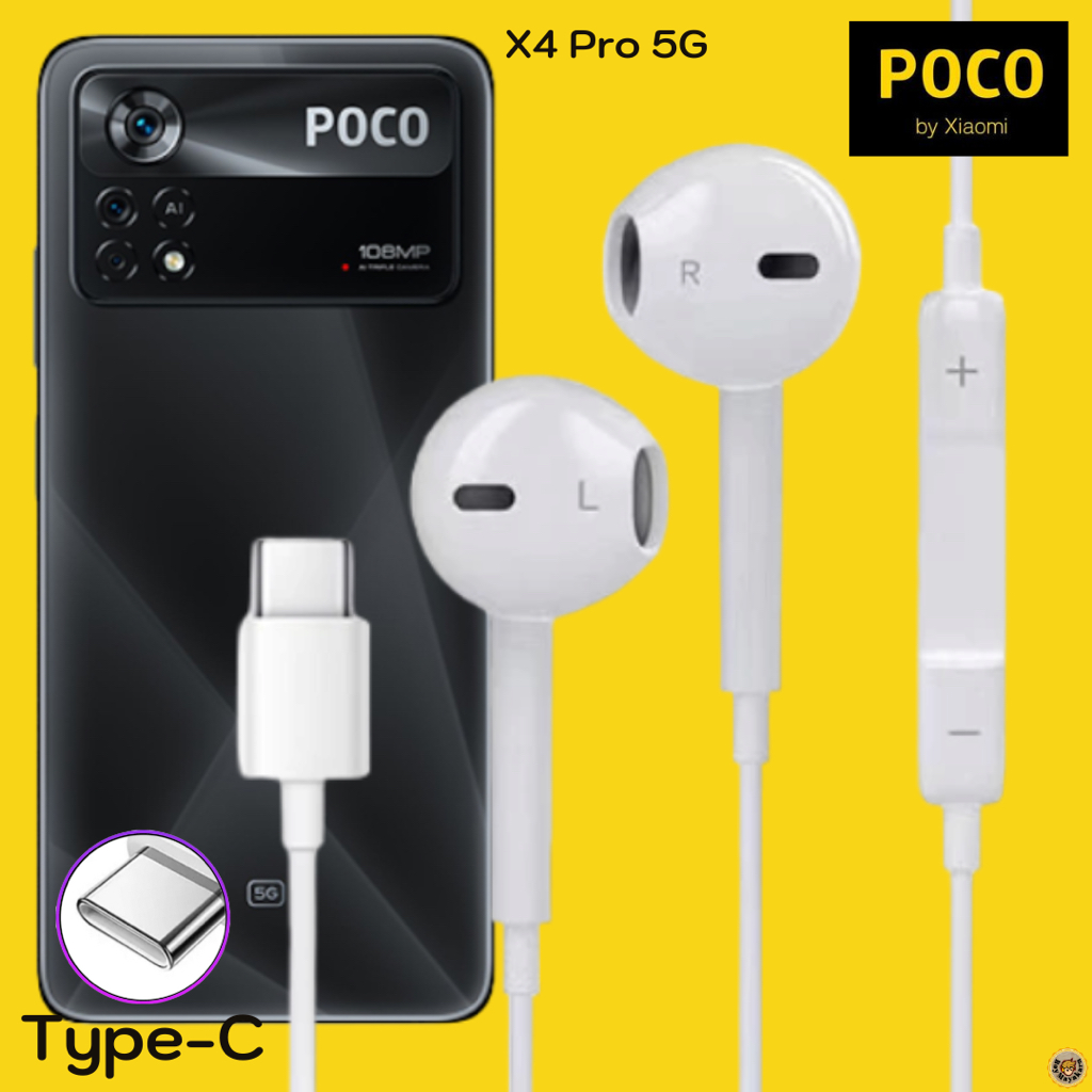 หูฟัง สมอลทอล์ค POCO Type-C เสียงดี เบสนุ่ม รูปทรงสวมใส่สบาย สำหรับ โพ ...