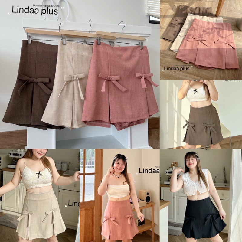 Linn กระโปรงกางเกง (รุ่นโบว์คู่) กระโปรงกางเกงสาวอวบ เอว32-42นิ้ว (มีไซซ์) plussize | Shopee ...