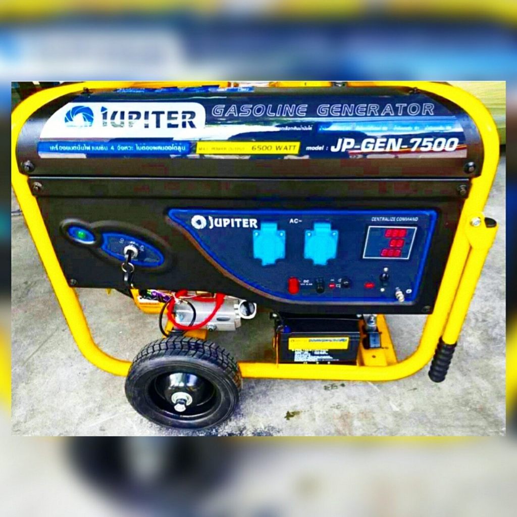 JUPITER เครื่องยนต์ปั่นไฟเบนซิน รุ่น JP-GEN-7500 เชื่อกดึง/สตาร์ทด้วยกุญแจ เครื่องยนต์ 15 HP 6 ...