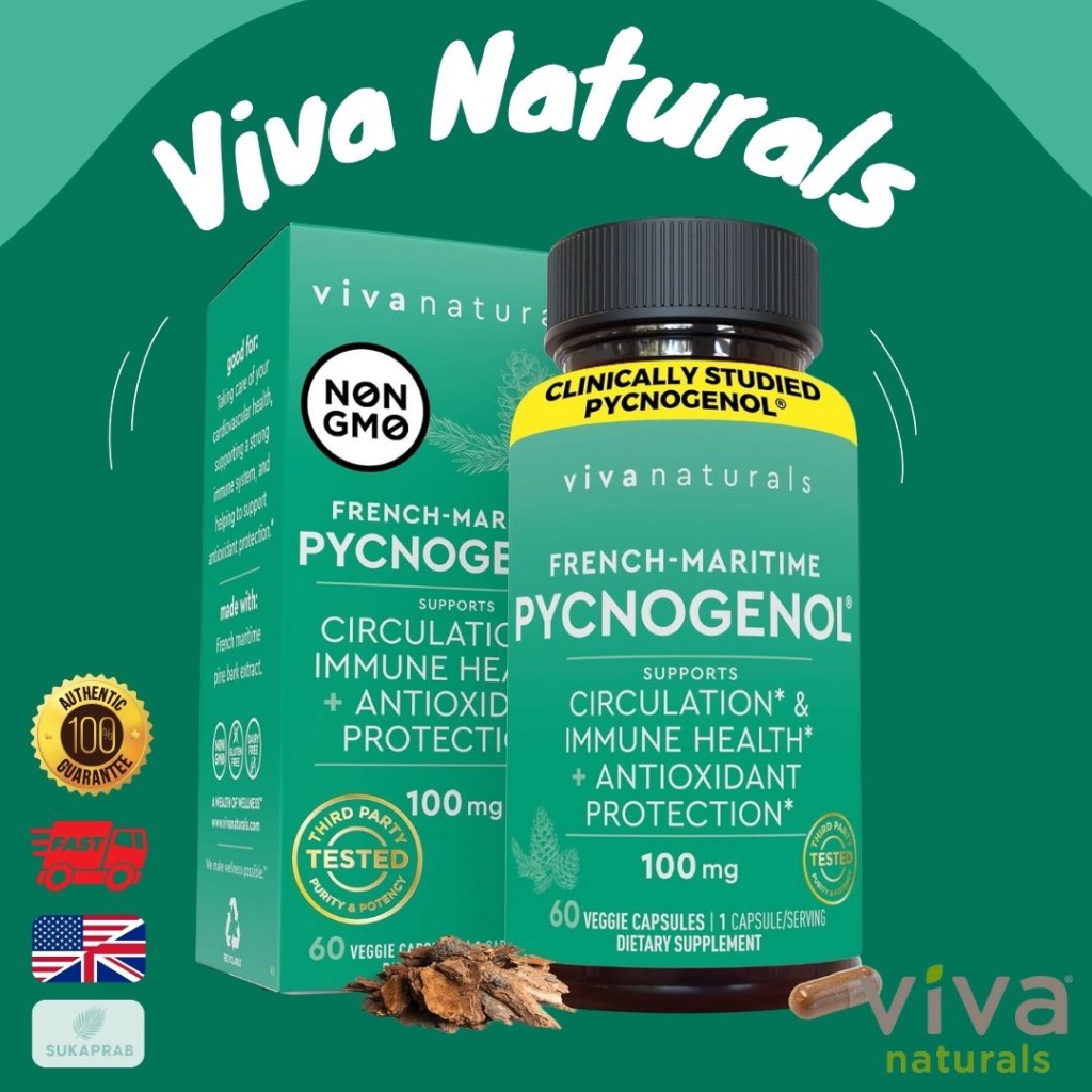 พร้อมส่ง Viva Naturals Pycnogenol 100mg from French Maritime Pine Bark ...