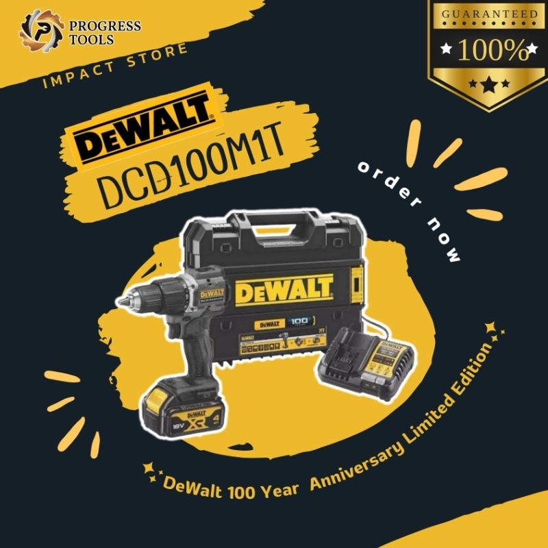 DEWALT สว่านไร้สาย 3 ระบบ รุ่นDCD100 (20V) รุ่นครปรอบ 100 ปี ครปชุด ...