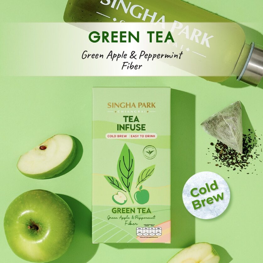 ชาชงเย็น Tea Infuse Green Tea ชาเขียว (เซนฉะ) ผสมไฟเบอร์ กลิ่นแอปเปิ้ล ...