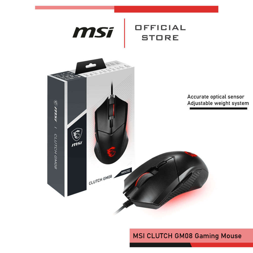 MSI CLUTCH GM08 เมาส์เกมมิ่ง , Mouse Gaming Gear (S12-0401800-CLA ...