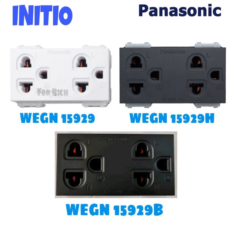 Panasonic ปลั๊กกราวด์คู่ รุ่นอินิชีโอ WEGN 15929 ขาว เทา ดำ💯 | Shopee ...