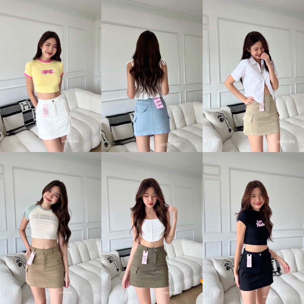 Chuu 5Kg By Golden sine กระโปรงคาร์โก้ผ้ายีนส์ ผ้ายืด มีซับใน 001 | Shopee Thailand